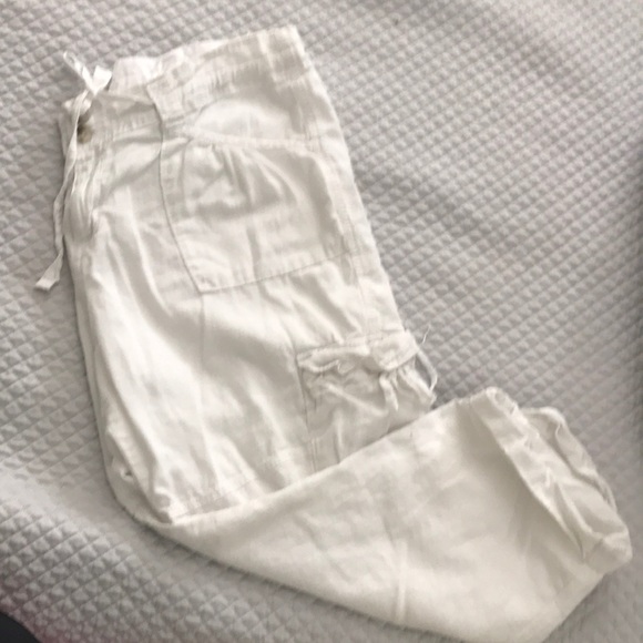 Old Navy | Pants & Jumpsuits | White Linen Capris | Poshmark